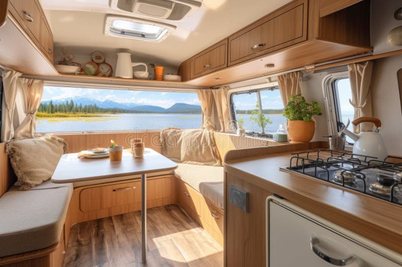 Cozy and Modern Mobile Home Interior. Generative AI Stock Image - Image ...