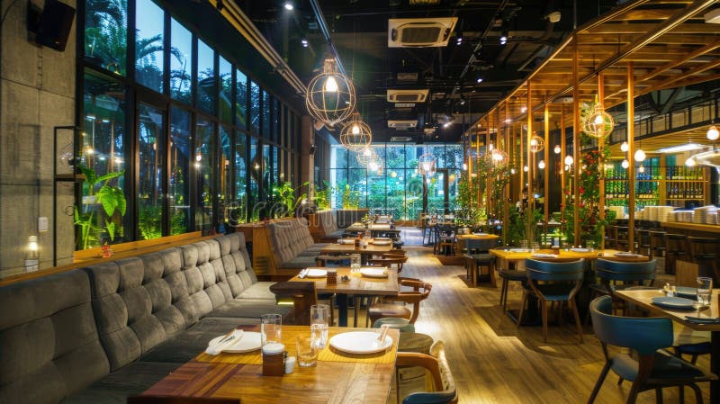 Cozy and Sustainable Restaurant with Energy Efficient Lighting and ...