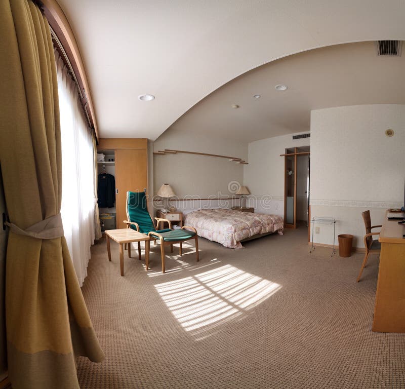 Cozy Modern Style Hotel Double Bed Room with Sofa Working Table Stock ...