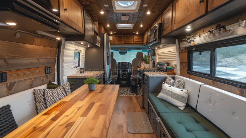 Cozy and Modern Van Life Interior Design Stock Image - Image of nature ...