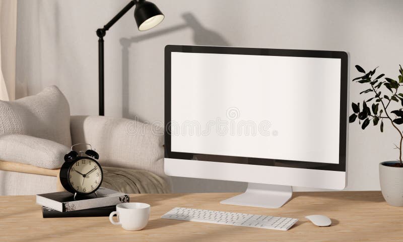 Cozy Modern Workspace with Contemporary Design 3D Render Stock ...