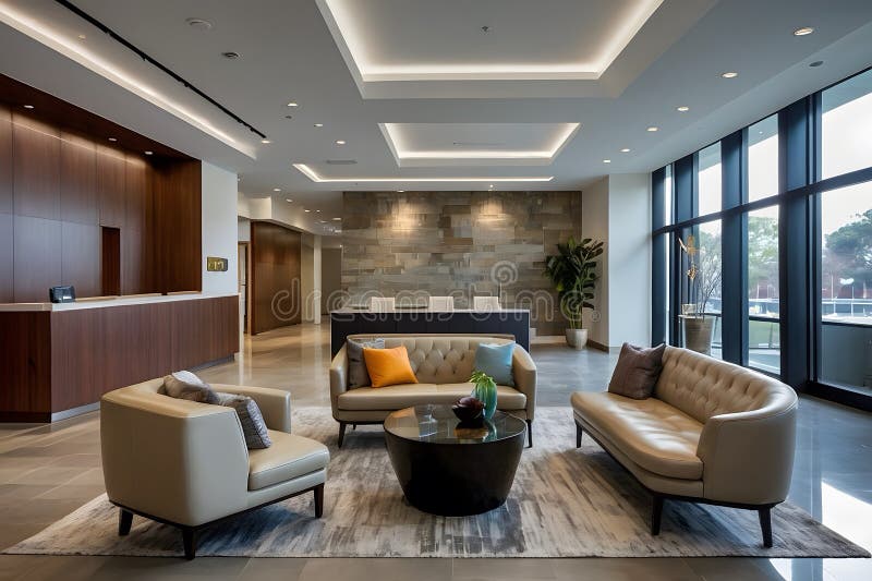 Cozy and Modernized Lobby of an Office Stock Image - Image of waiting ...