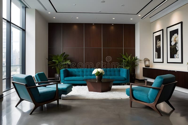 Cozy and Modernized Lobby of an Office Stock Photo - Image of style ...