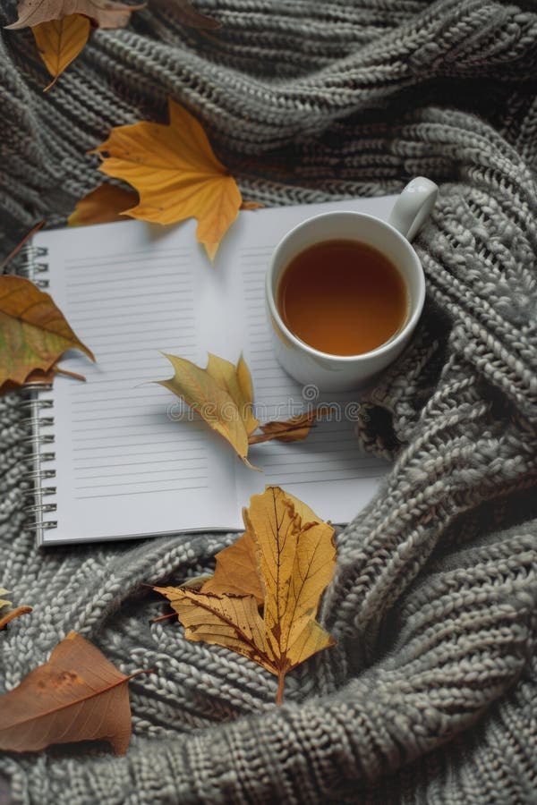 Cozy Moment Cup Tea Notebook Blanket Stock Photos - Free & Royalty-Free ...