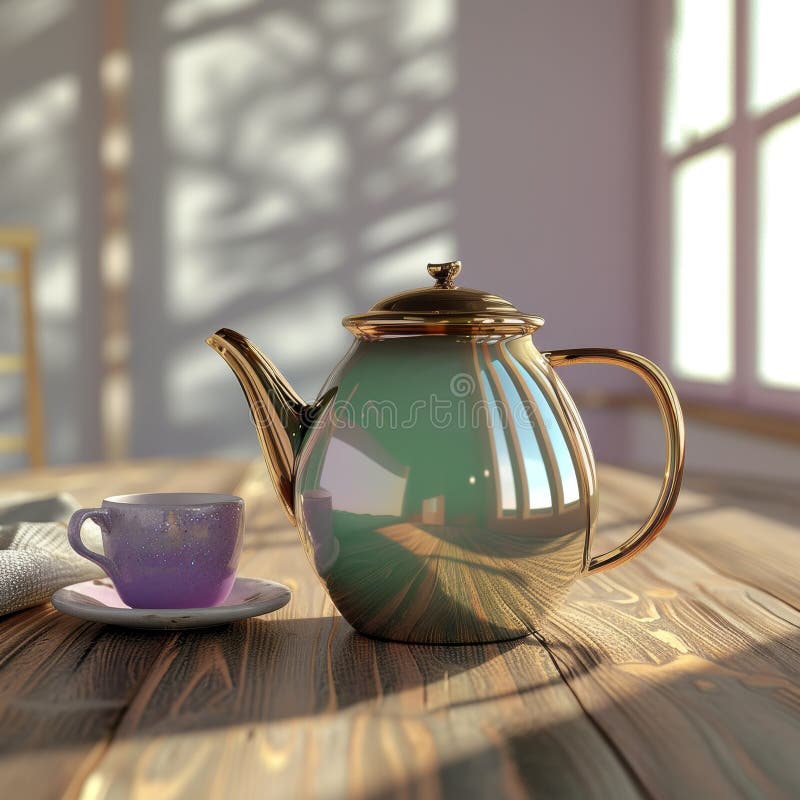 Cozy Morning Tea Time with Sunlight Stock Illustration - Illustration ...