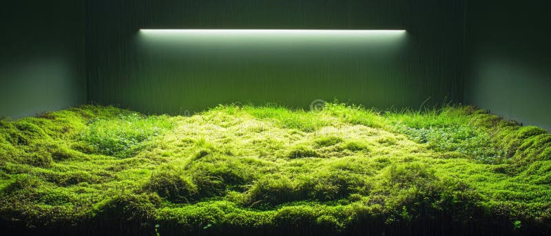 A Cozy Moss-covered Bed in a Dimly Lit Room Stock Photo - Image of ...
