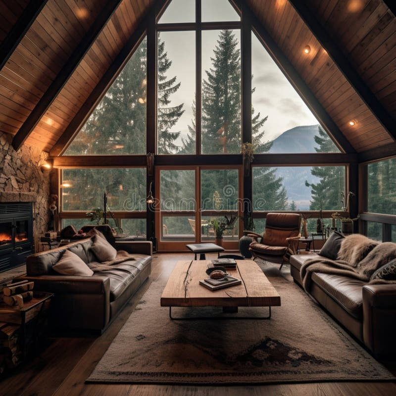 Cozy Mountain Cabin Retreat Rustic Charm in the Wilderness Stock Photo ...