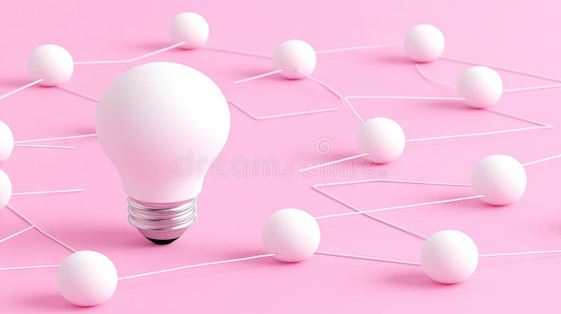 A Cozy Network of Glowing Light Bulbs Sharing Creative Ideas in Pastel ...