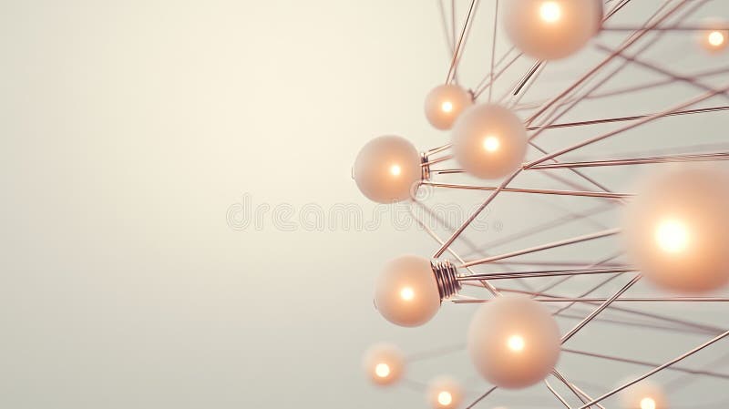 A Cozy Network of Glowing Light Bulbs Sharing Creative Ideas in Pastel ...