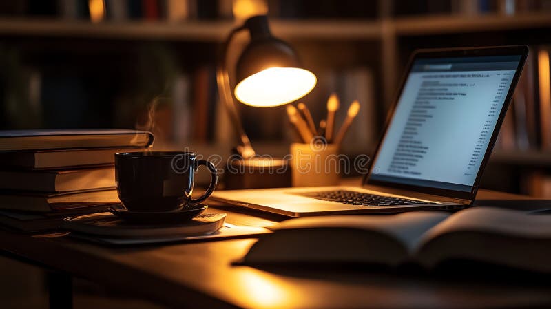 Night Study Session Illustration Stock Photo - Image of research, work ...