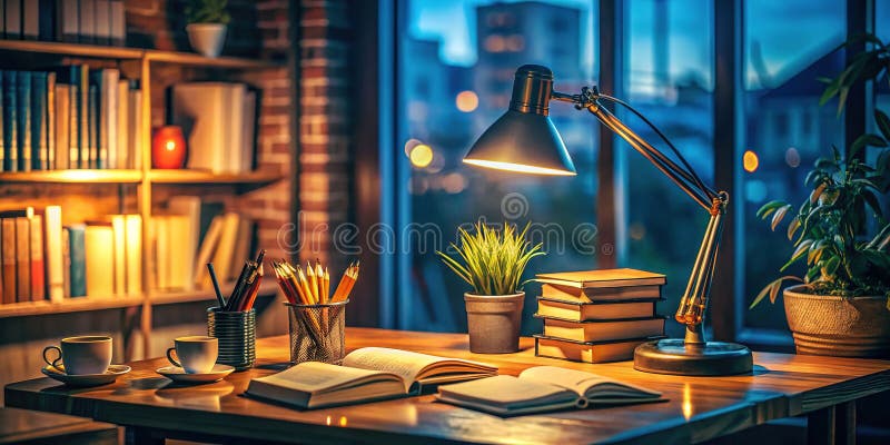 Cozy Night Study Session Illuminating Your Learning Space with Books ...