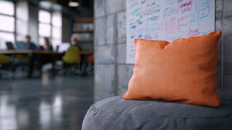 Cozy Office Space with Whiteboard and Cushion Stock Illustration ...