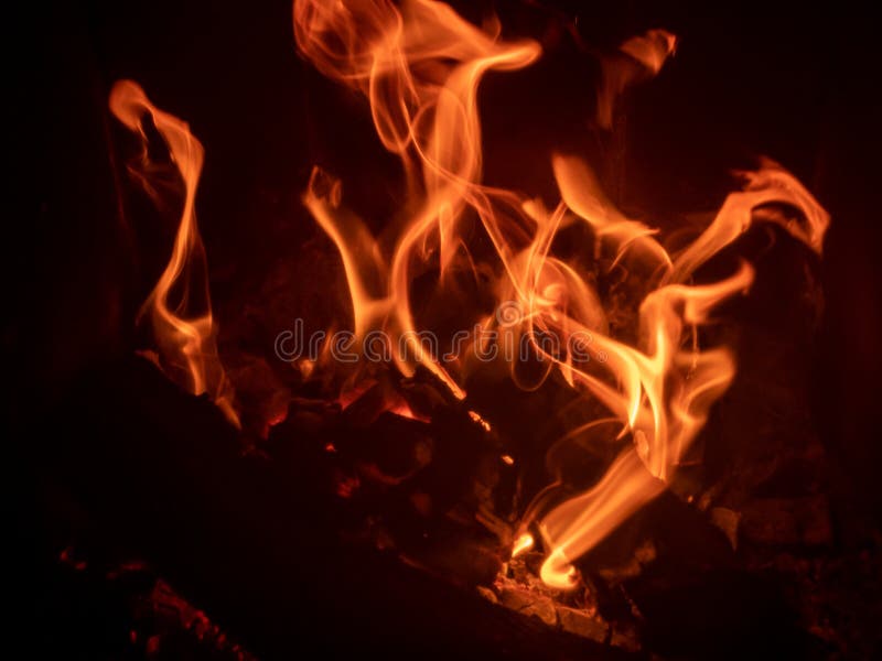 Cozy open fire in winter stock photo. Image of firewood - 207842872