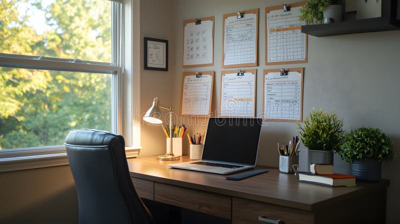 A Cozy Organized Study Desk with Progress Charts and Natural Light ...