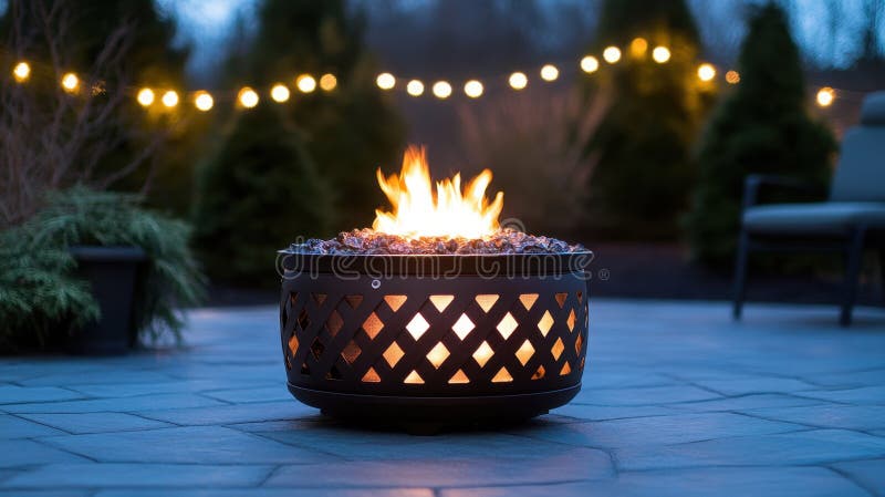 Cozy Outdoor Fire Pit with Warm Flames in Evening Garden Setting Stock ...