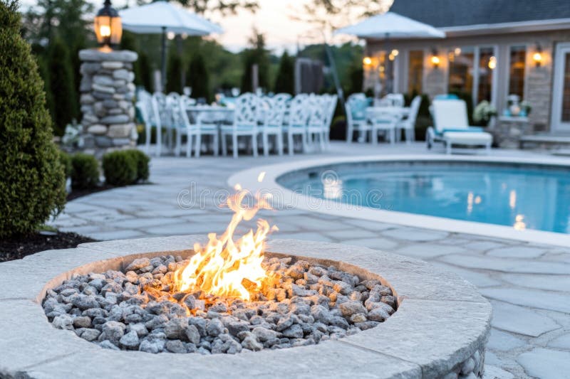 Fire Pit Pool Cozy Outdoor Patio Setting Stock Photos - Free & Royalty ...
