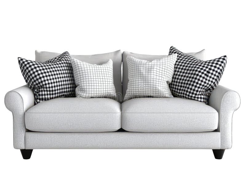 Cozy Oversized Sofa with Soft Throw Pillows in Black and Patterns Stock ...