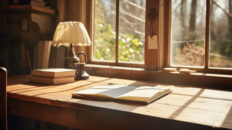 Cozy paper on wood table stock illustration. Illustration of inviting ...