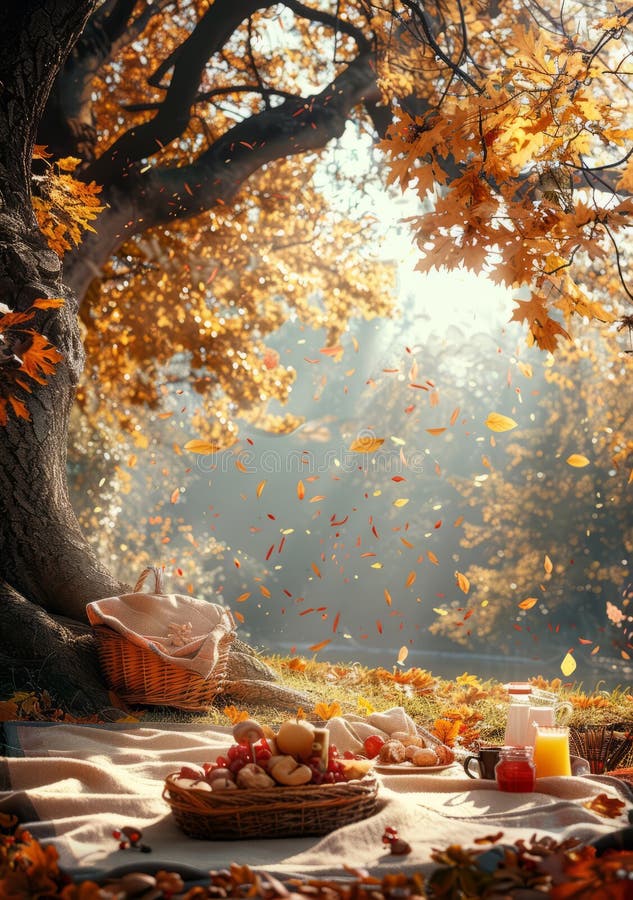 A Picnic Setup Featuring a Solarpowered Lantern Providing Sustainable ...