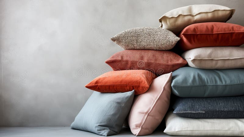 Cozy Pile of Assorted Pillows in Different Textures and Colors, with ...