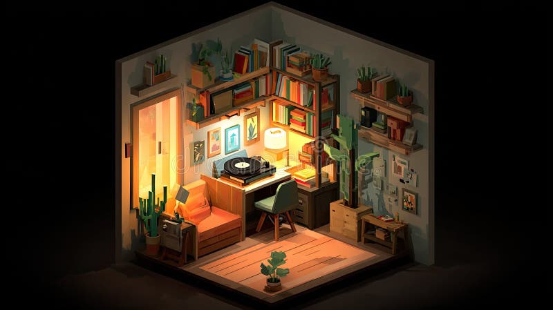 Cozy Isometric Room stock illustration. Illustration of interior ...