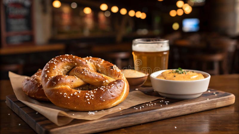 Cozy Pretzel Sunday Celebration with Beer and Cheese Dip in a Rustic ...