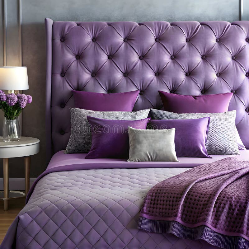 A Cozy Purple Bed Featuring a Matching Purple Pillow, Creating a ...