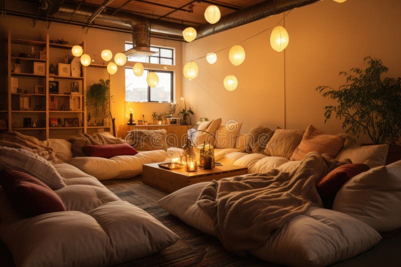 A Cozy, Quiet Space Outfitted with Soft Lighting and Bean Bag Chairs ...