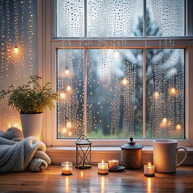 Cozy Rainy Day Window Scene Stock Image - Image of autumn, rustic ...