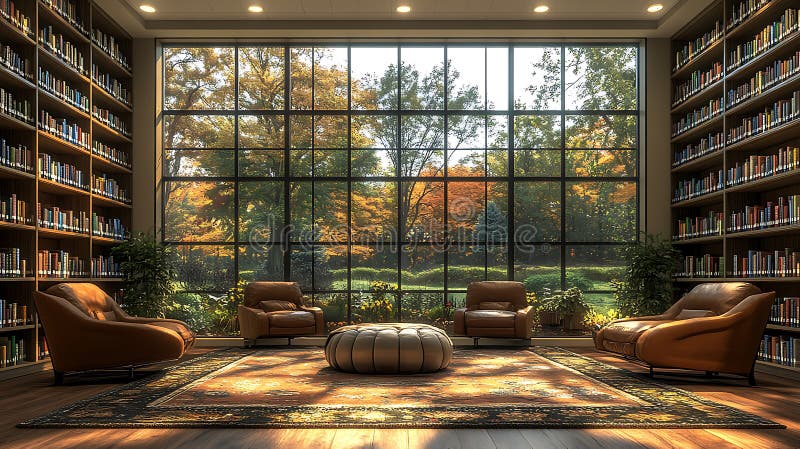 Cozy Reading Area in a Community Library Stock Illustration ...