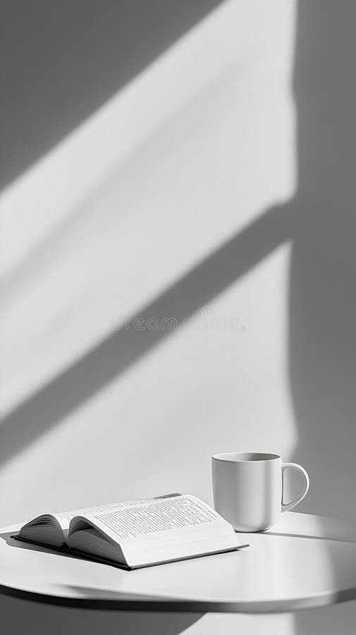 A Cozy Reading Corner with an Open Book and a Cup of Coffee in Soft ...