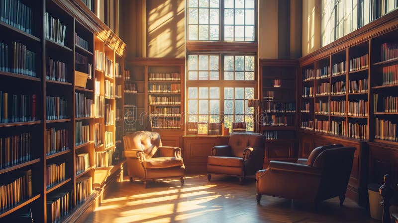 A Cozy Reading Corner in a University Library with Plush Chairs and ...