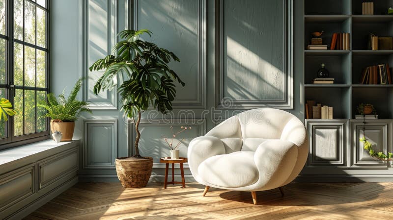 A Cozy Reading Nook Featuring a Comfortable Chair, a Small Side Table ...