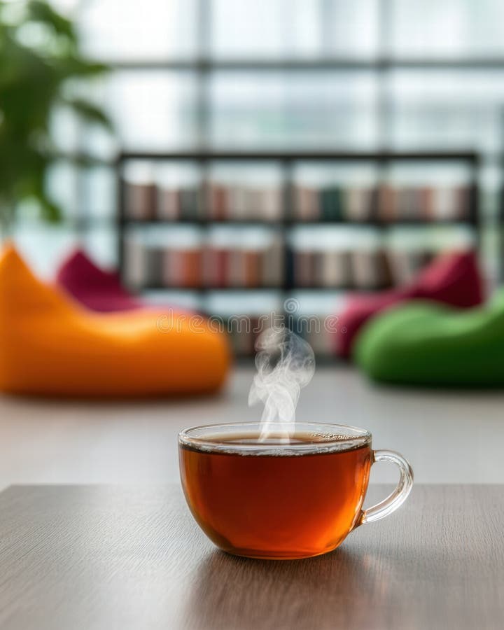 Cozy Reading Nook with Hot Tea Stock Illustration - Illustration of ...