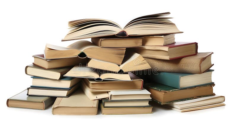 Cozy Reading Nook with Open Book on a Stack of Classics. Stock Photo ...