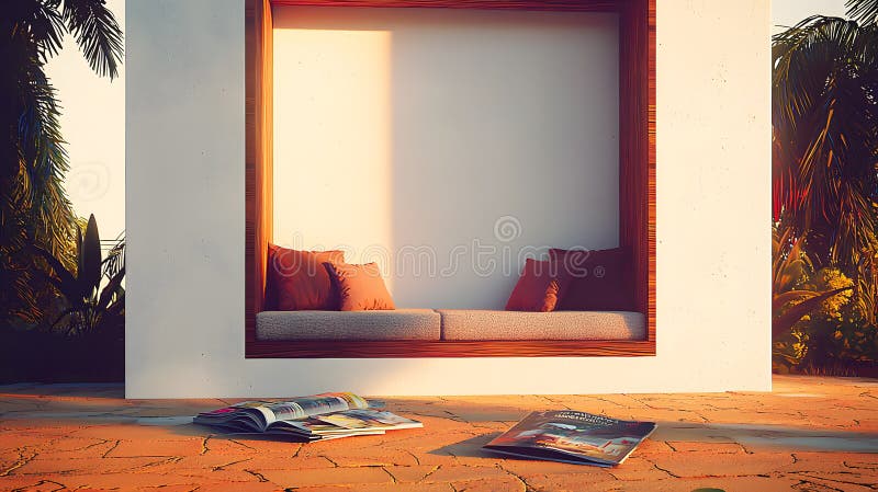 Cozy Reading Nook with Stylish Design and Magazines Stock Illustration ...