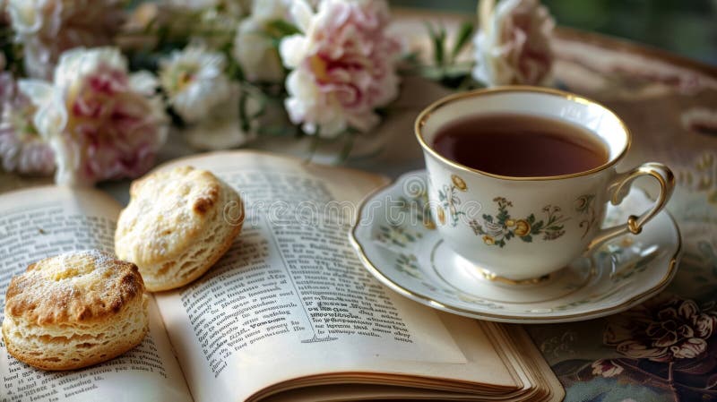 Cozy Reading Nook with Tea stock photo. Image of book - 369431838