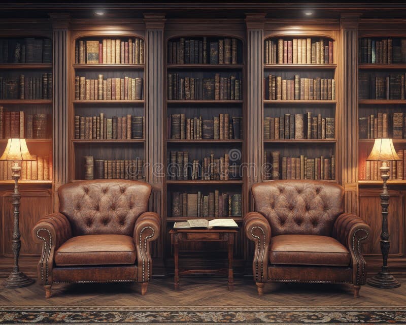 Cozy Reading Nook in Traditional Library Setting Stock Image - Image of ...