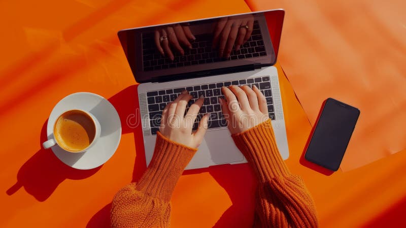 A Cozy Remote Work Setup. AI Generated Stock Image - Image of computer ...