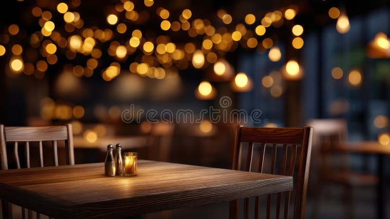 Cozy Restaurant Dining Area with Warm String Lights Stock Illustration ...