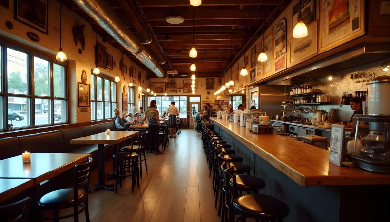 AI-Generated Restaurant Interior Stock Photo - Image of gathering ...