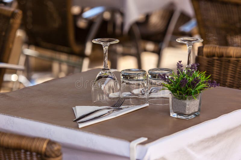 Cozy Restaurant Tables Ready for Service Stock Image - Image of modern ...
