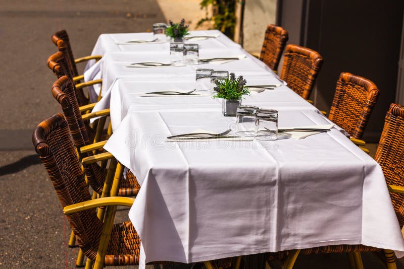 Cozy Restaurant Tables Ready for Service Stock Image - Image of modern ...