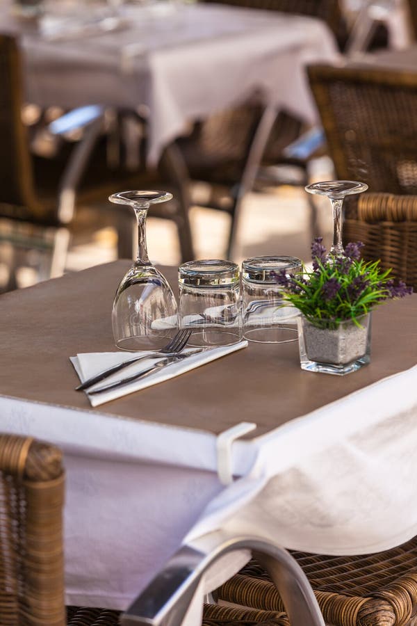 Cozy Restaurant Tables Ready for Service Stock Image - Image of modern ...