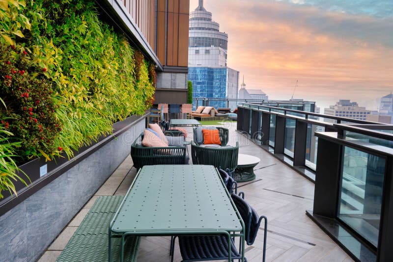 Cozy Rooftop Patio of the Hotel Stock Image - Image of modern, outside ...