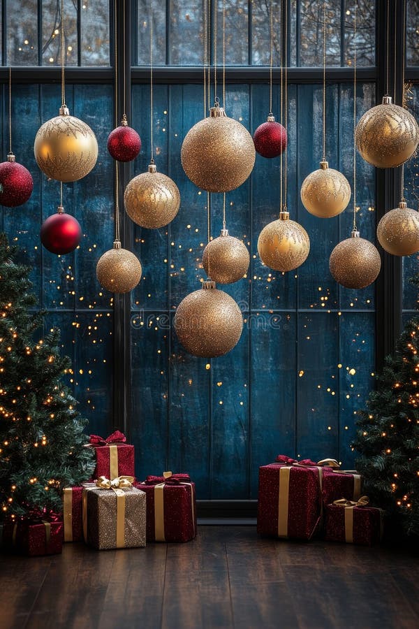 A Cozy Room Adorned with Festive Christmas Decorations, Featuring a ...