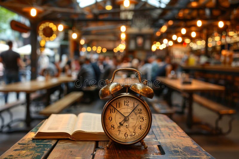 Cozy Room with Ambient Lighting, Classic Clock, and Book Inviting ...