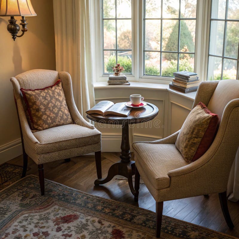 Comfortable Room Corner with Two Chairs and Tea Table Stock ...