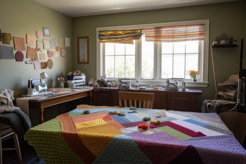 A Cozy Room Filled with Various Projects in Progress, Including ...