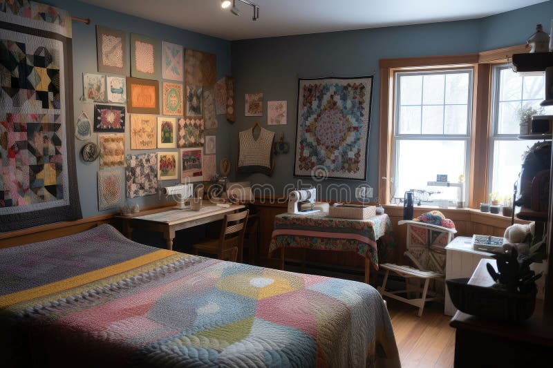 A Cozy Room Filled with Various Projects in Progress, Including ...